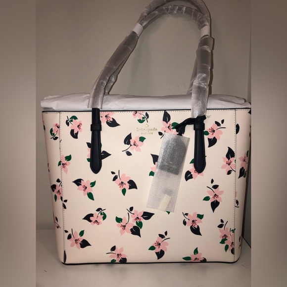 kate spade | Bags | Nwt Kate Spade Schuyler Medium Tote Floral Bloom Creamnavy | Poshmark